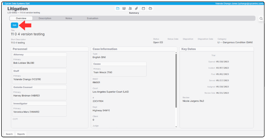 CLNG Matter Edit Button – Cycom Help Center